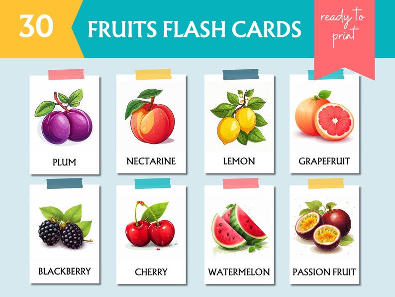30 Magical Montessori Fruit Flash Cards PDF, Fun Montessori Cards ...
