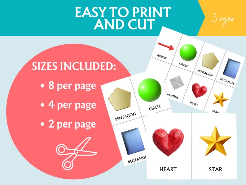 12 Shapes Educational Flashcards for Kids, Digital Download, Enchanting ...