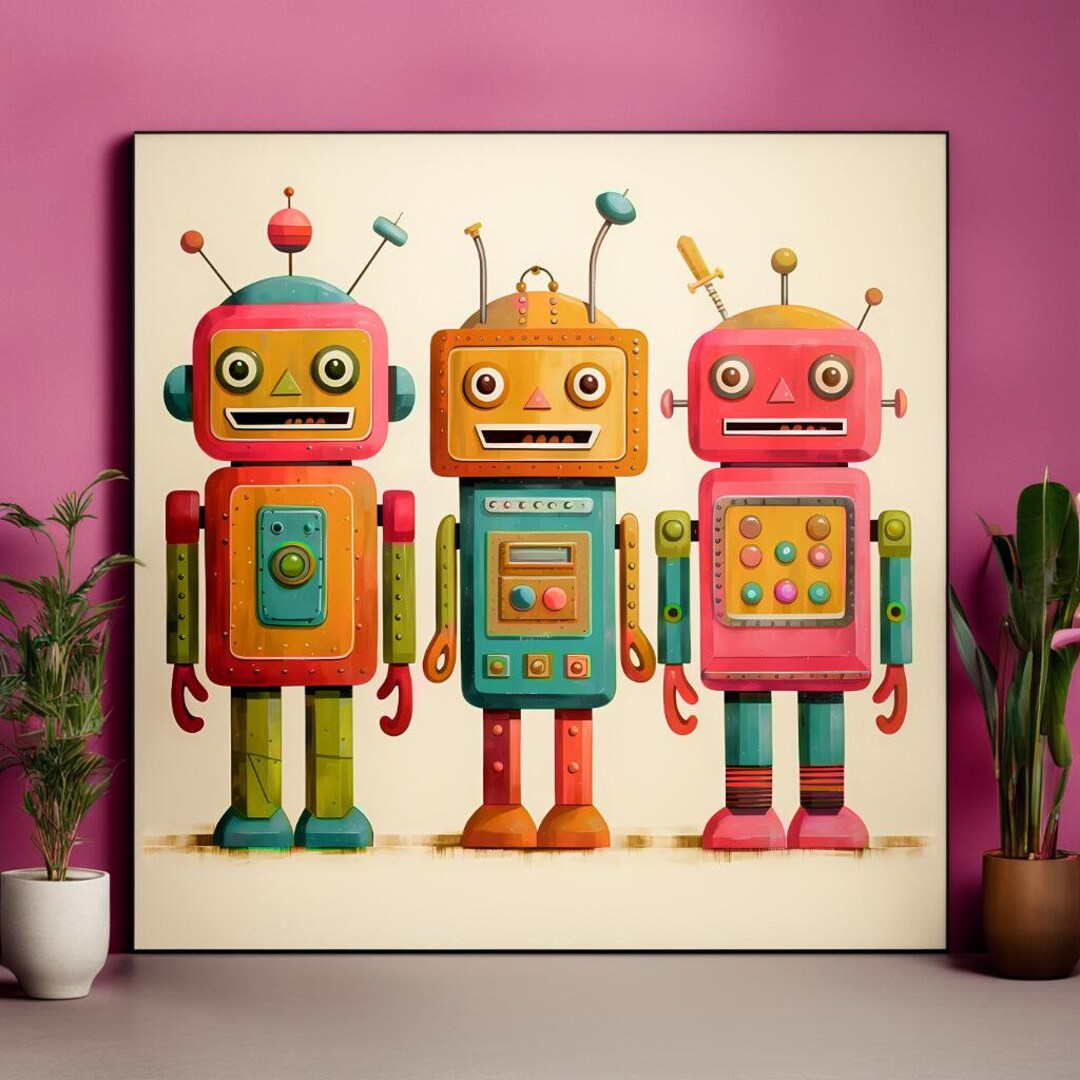 Robot Wall Art, Nursery Robot Print, Kids Robot Print, Boys Bedroom ...