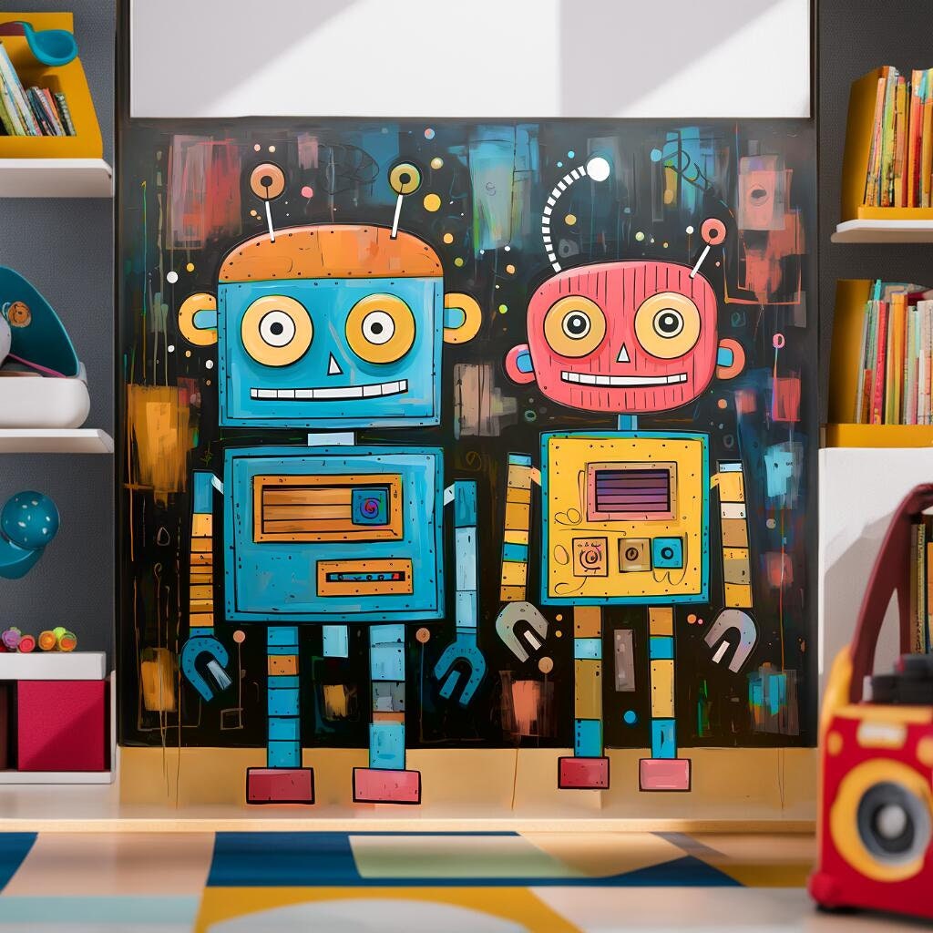 Kids Robot Art, Robot Prints, Robot Nursery Decor, Room Decor, Robot ...