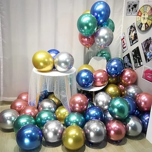 Colorful Metallic Balloons Pack of 60, Birthday Party Balloons 12 Inch ...