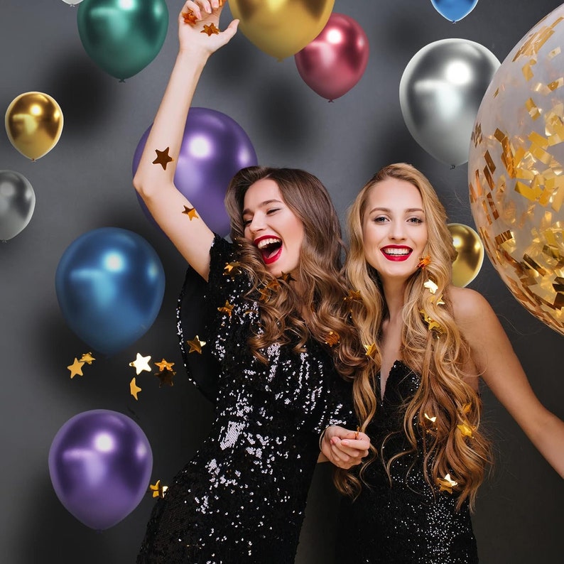 Colorful Metallic Balloons Pack of 60, Birthday Party Balloons 12 Inch ...