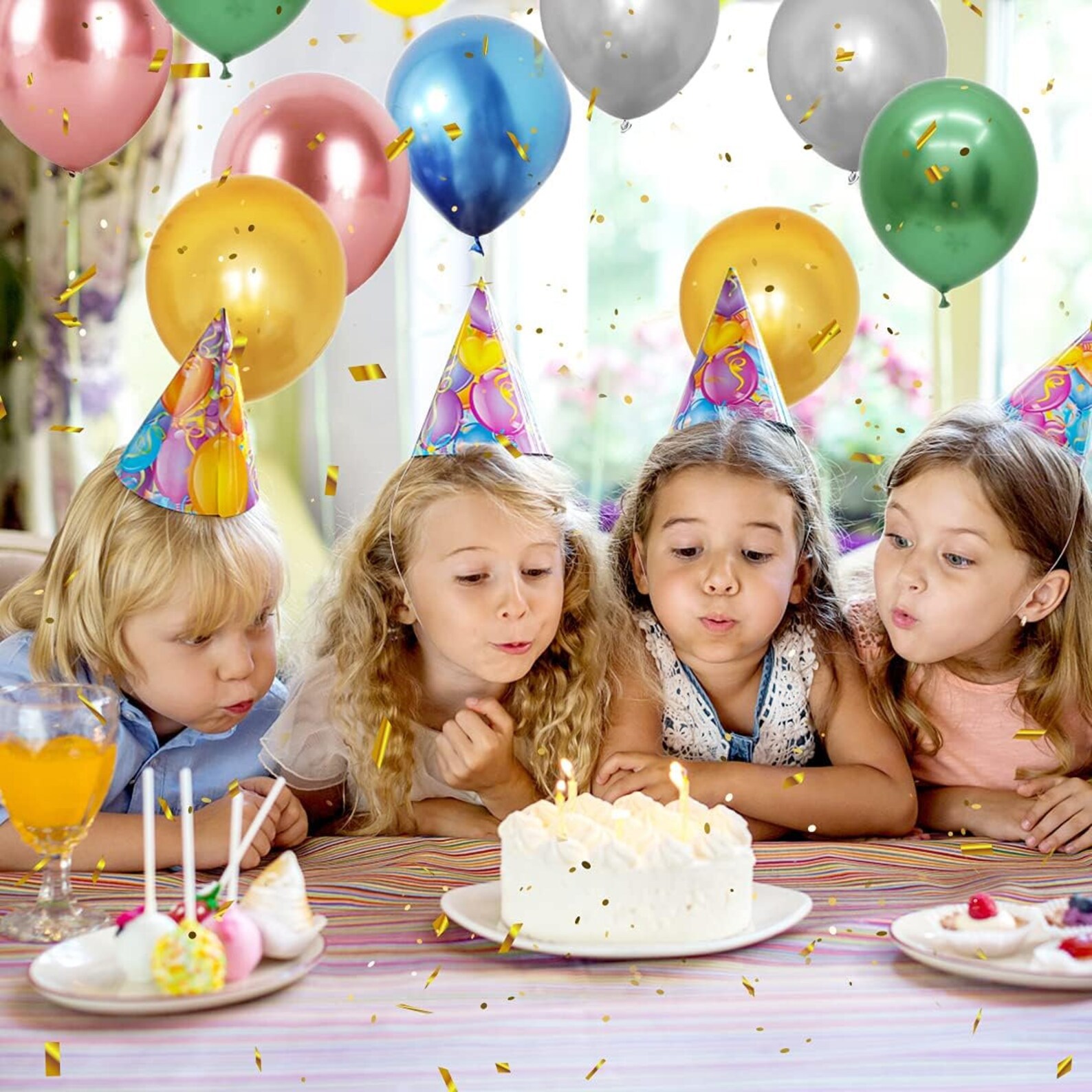 Colorful Metallic Balloons Pack of 60, Birthday Party Balloons 12 Inch ...