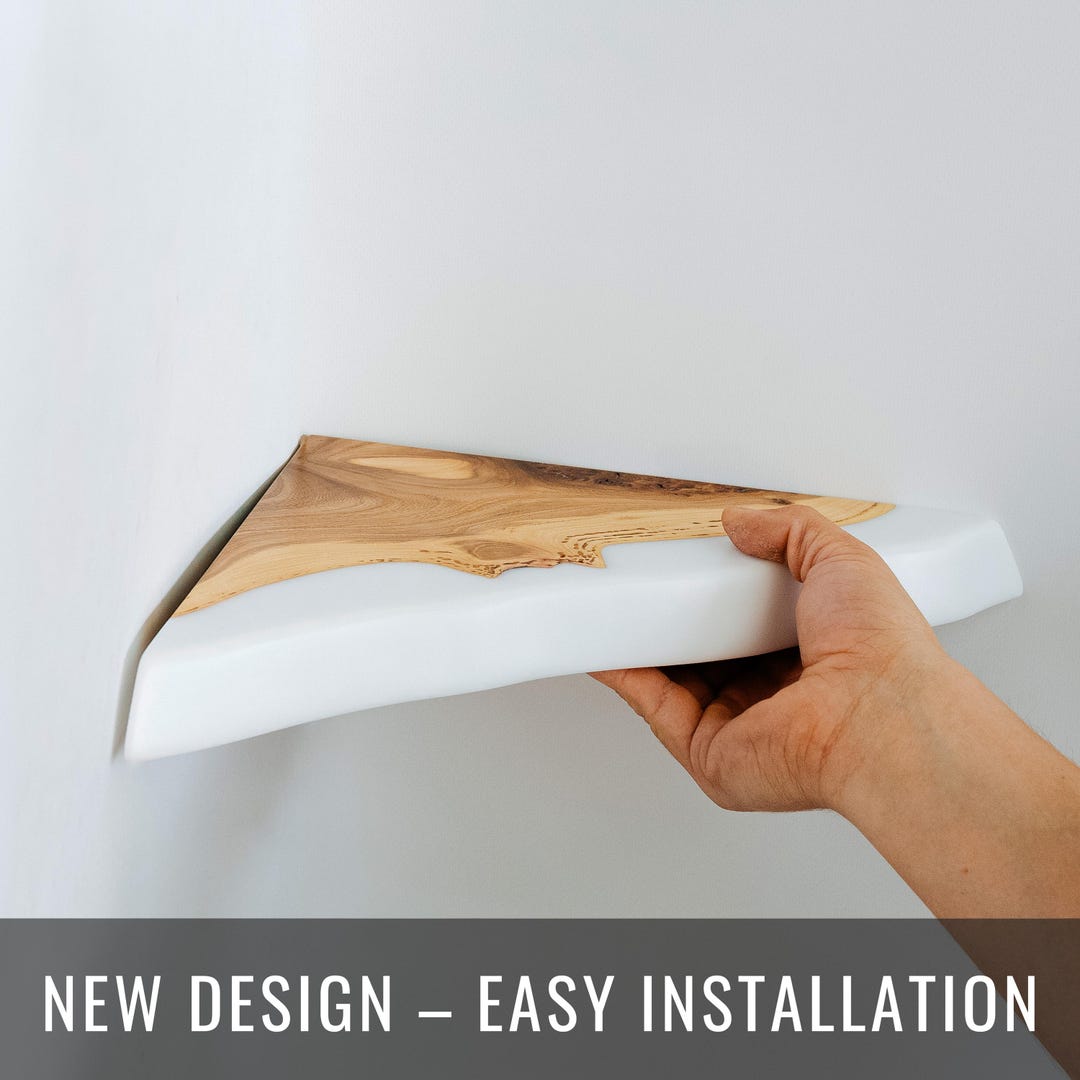 Live Edge Wood Floating Corner Shelf With Epoxy as Modern Wall Decor ...