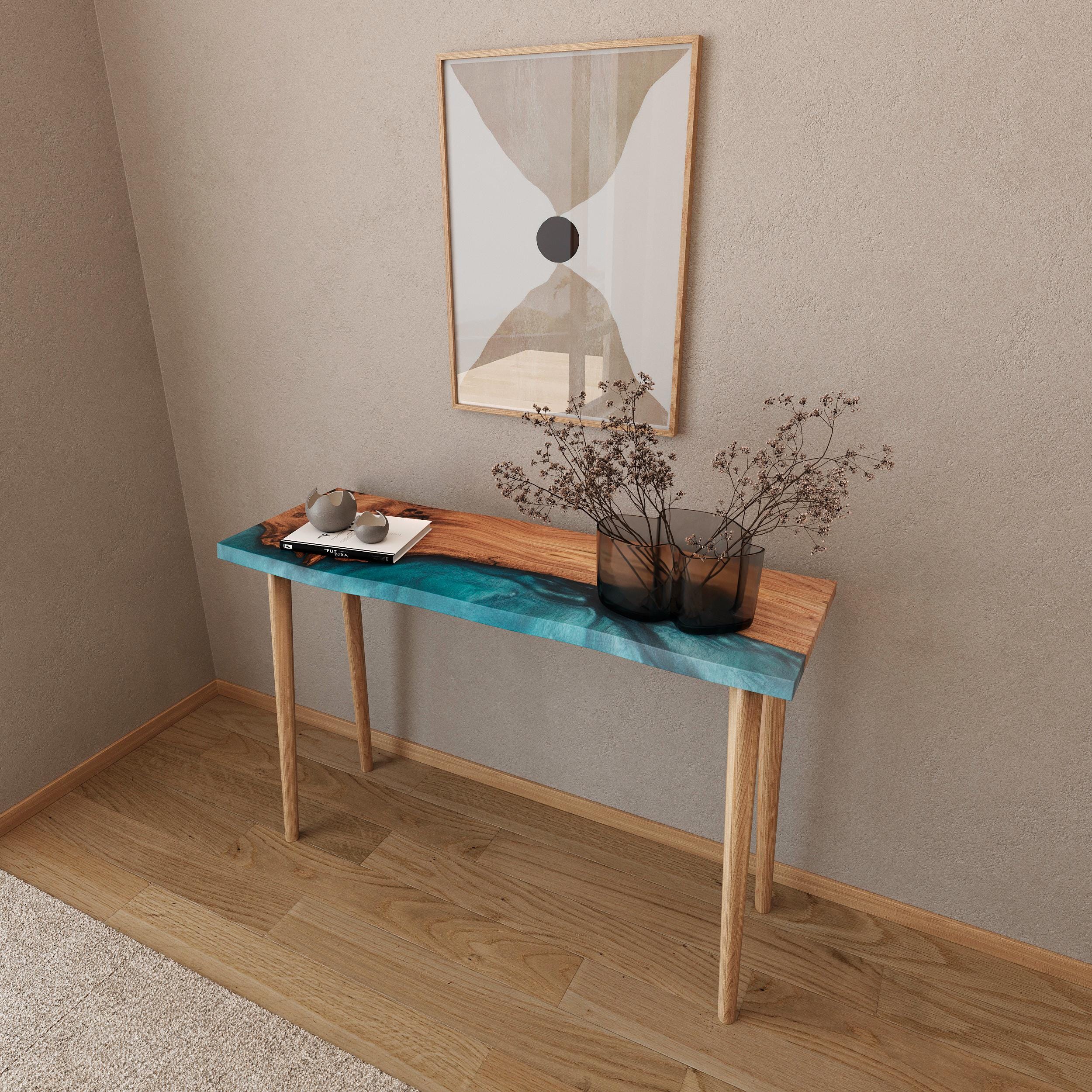 Modern Console Table Made From Epoxy Resin | Narrow Wood Entryway Table ...