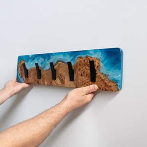 Handcrafted Epoxy Resin and Wood Coat Rack - Coastal Decor Wall Shelf ...