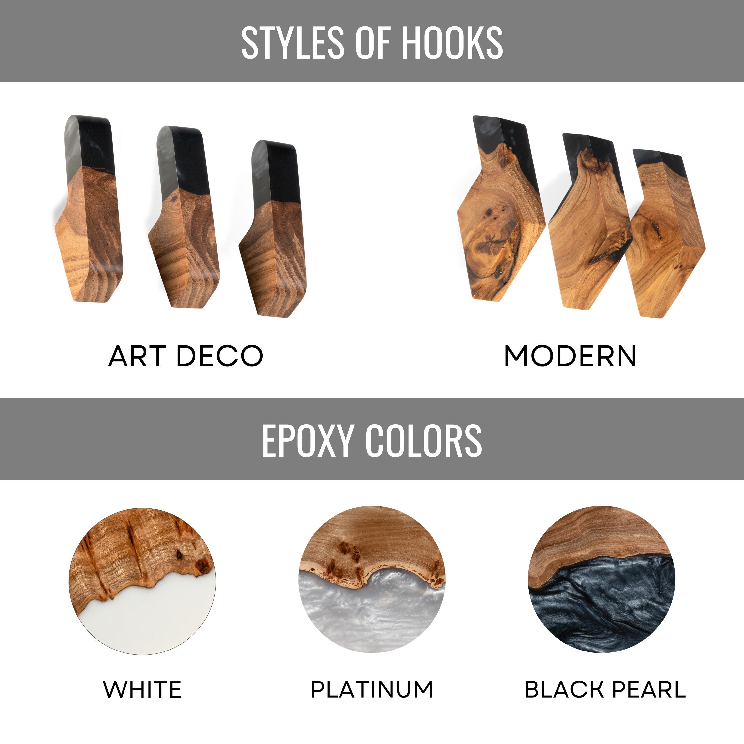 Modern Wall Coat Hook Made From Natural Wood & Epoxy – Decorative Wall ...