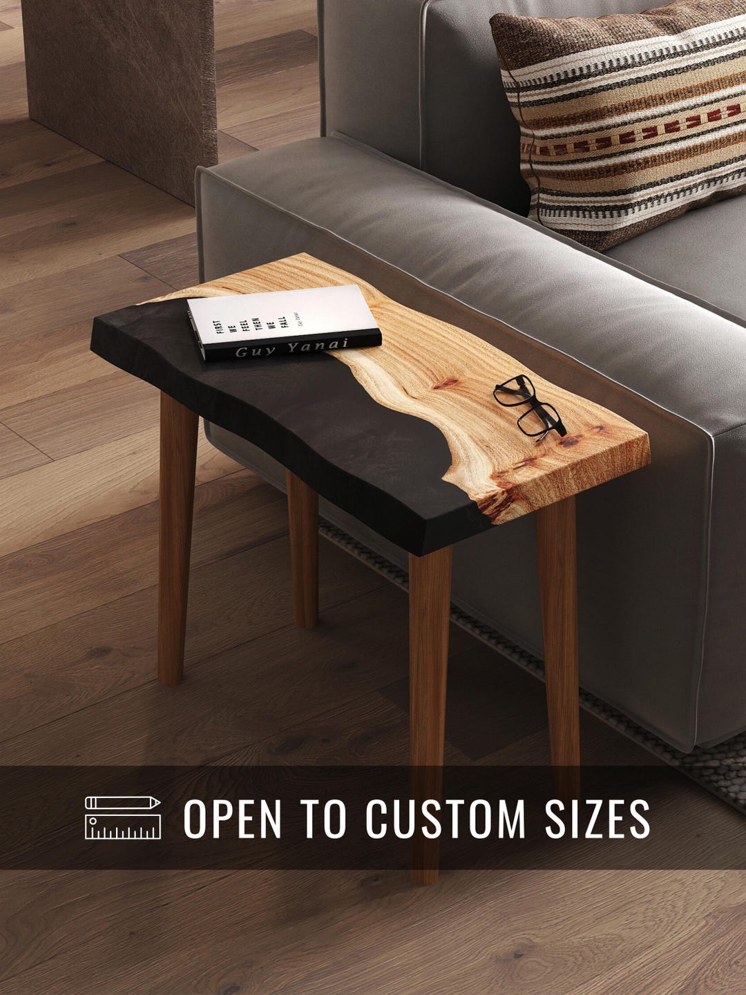 Unique Black Side Table | Small Coffee Table | End Table | Live Edge ...