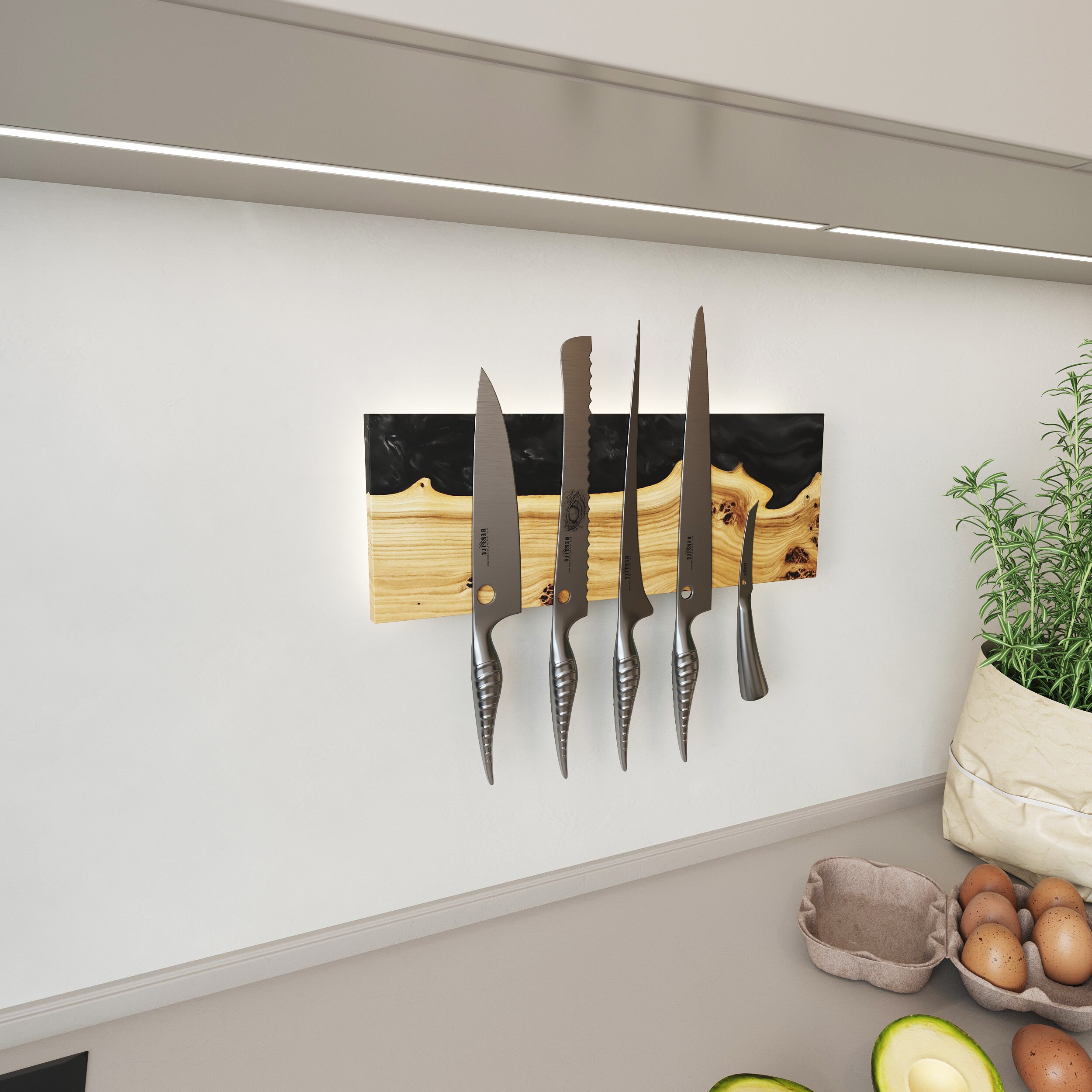 Rustic Wood Knife Display Stand Farmhouse Kitchen Decor & Gift for Chef ...