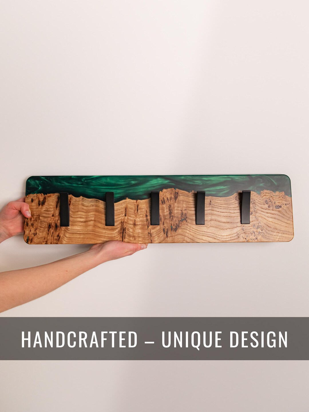 Handmade Wall Mounted Coat Rack Made of Solid Wood & Epoxy - Unique ...