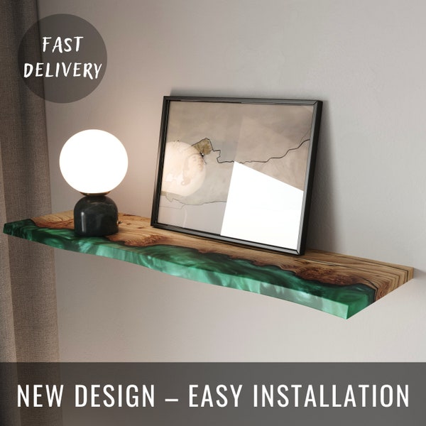 Floating Shelf Live Edge and Epoxy - Etsy