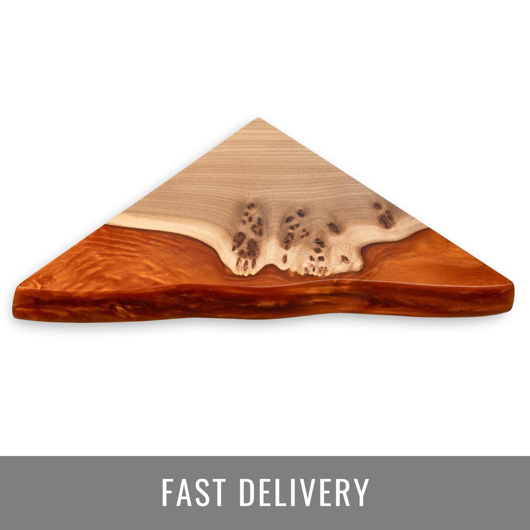 Live Edge Corner Shelf in Amber Epoxy & Wood. Floating Shelves for ...