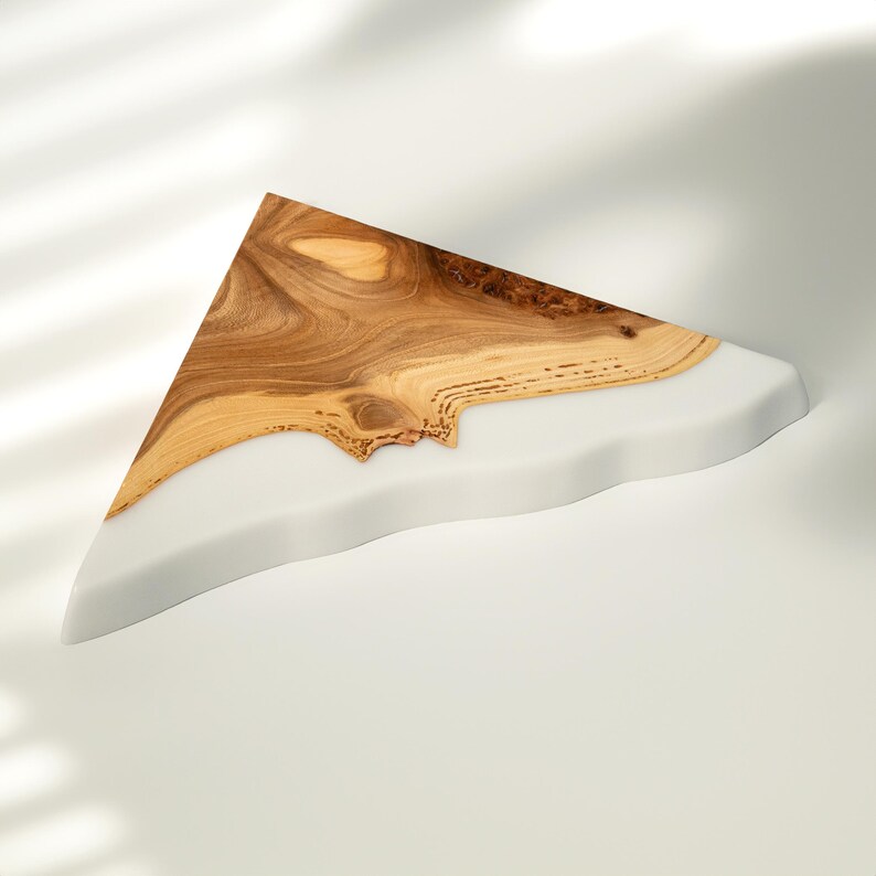 Blue Epoxy & Wood Floating Corner Shelf for Apartment Decor. Unique ...