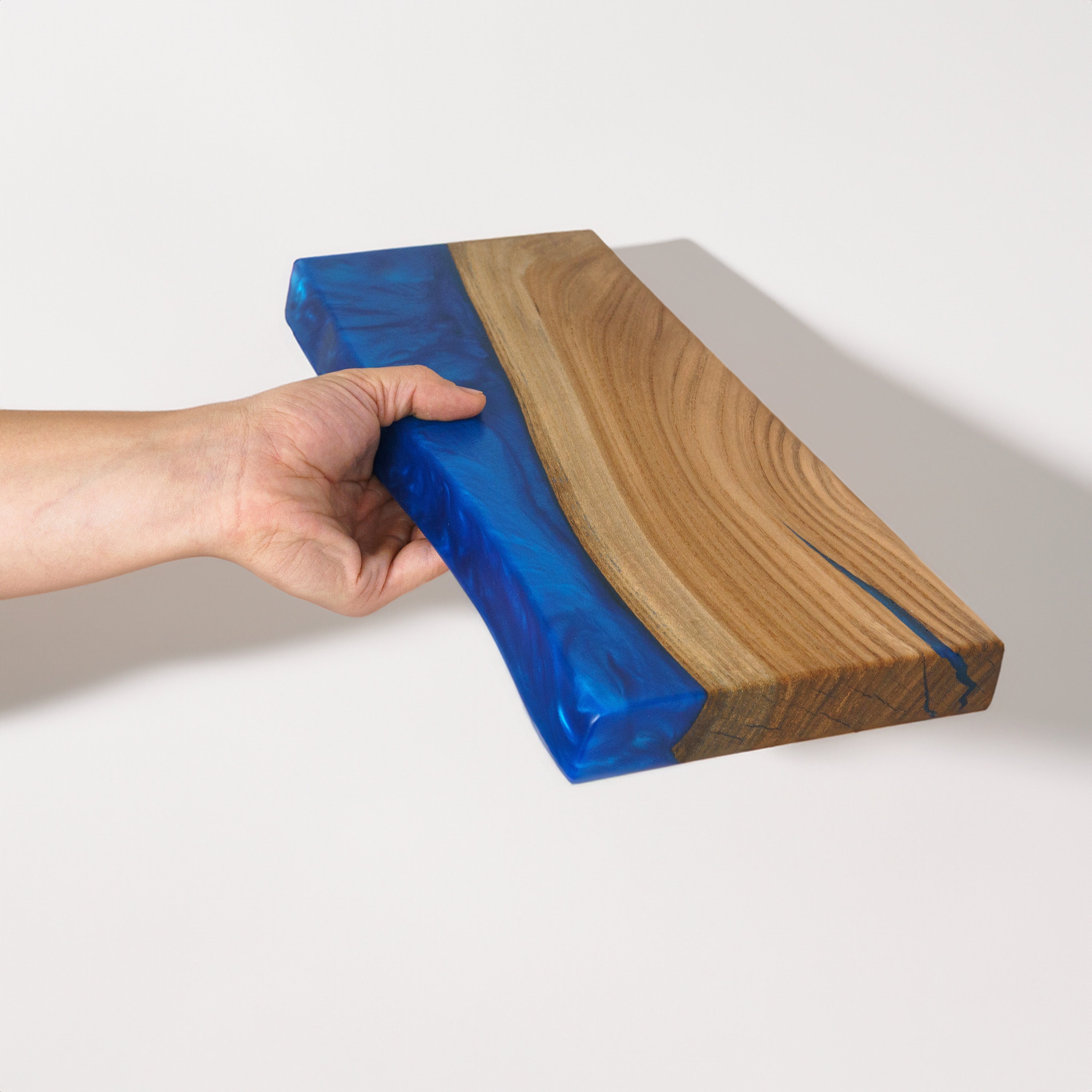 Wood & Blue Resin Nursery Shelf – Live Edge Floating Shelves for Home ...