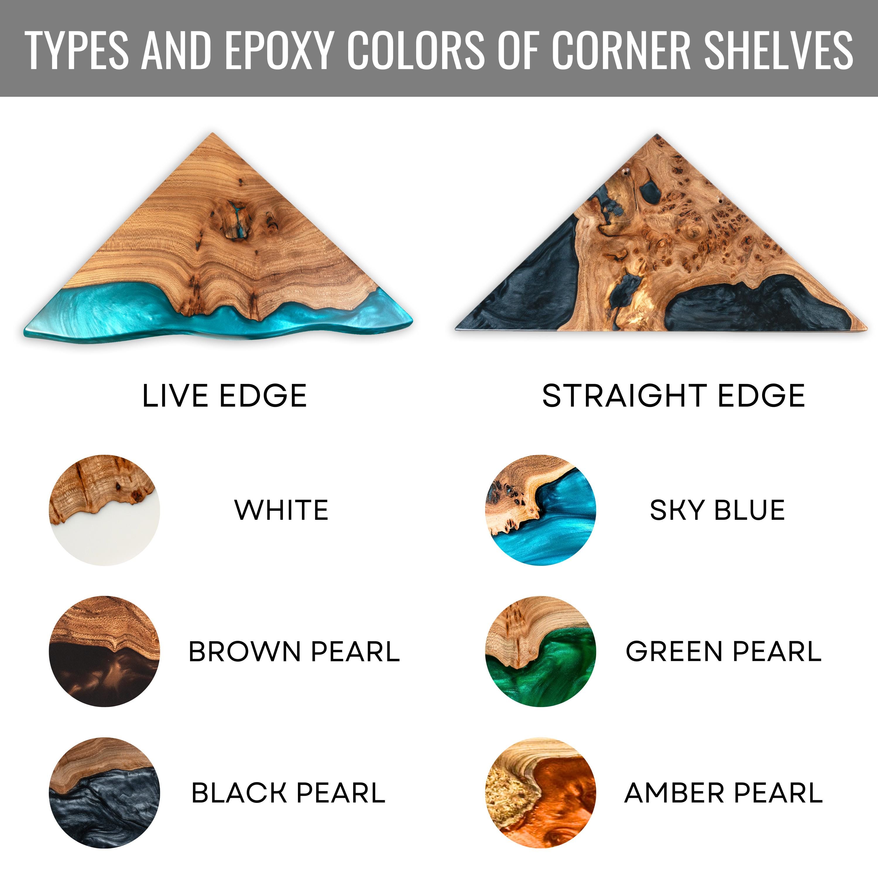 Blue Epoxy & Wood Floating Corner Shelf for Apartment Decor. Unique ...