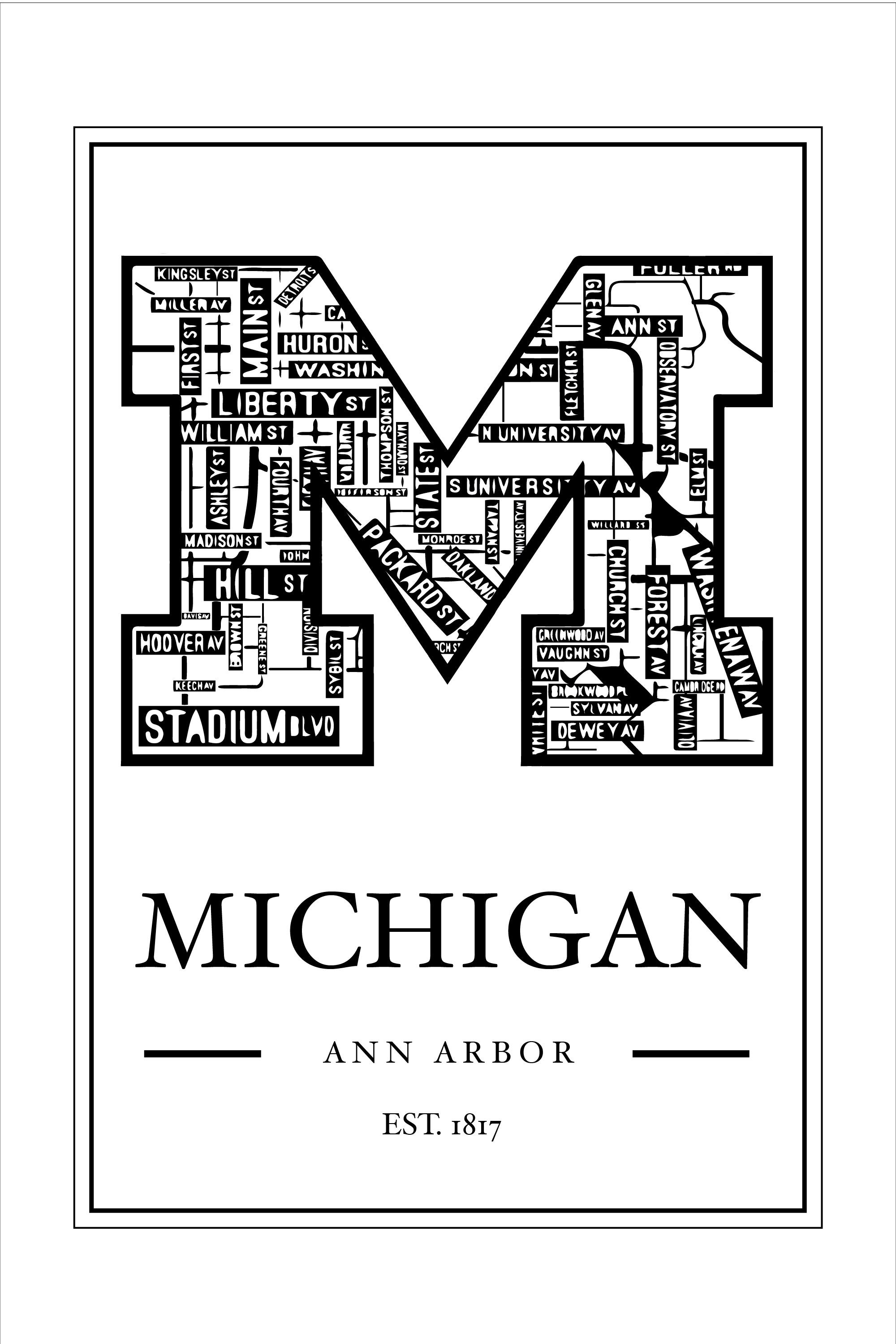 University of Michigan Wall Poster - Etsy