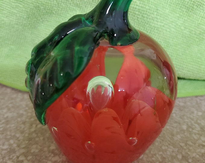 Radiant Ruby Apple: Handcrafted Blown Glass Red Apple With - Etsy