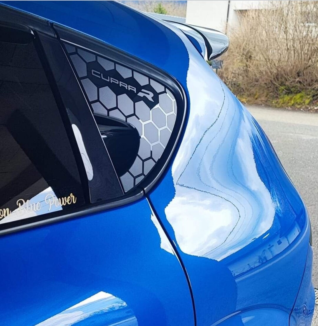 2x Stickers Avery LEON 1P Cupra R noir MAT custodes vitres Arrières ...