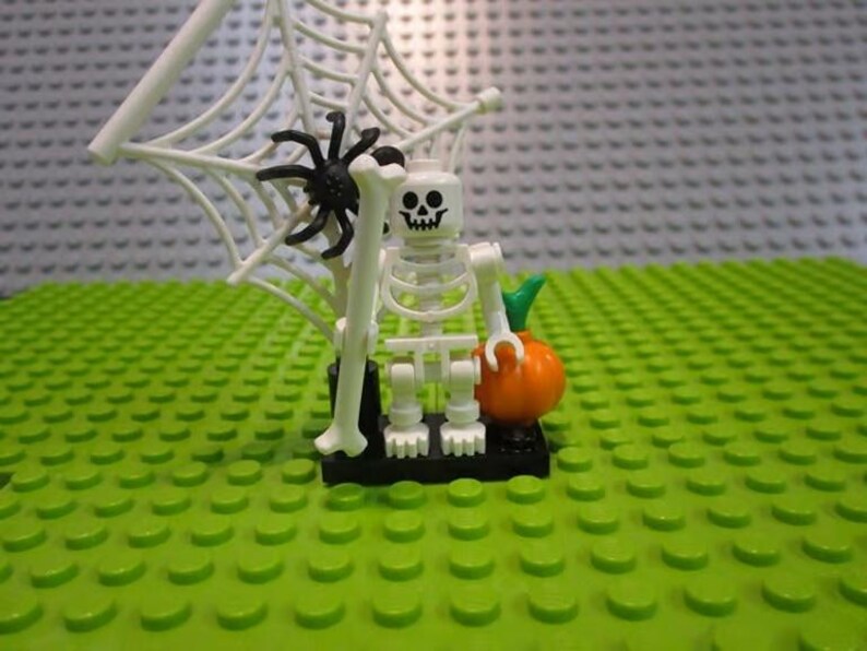 Lego Skeleton With Pumpkin and Spider With Bone - Etsy