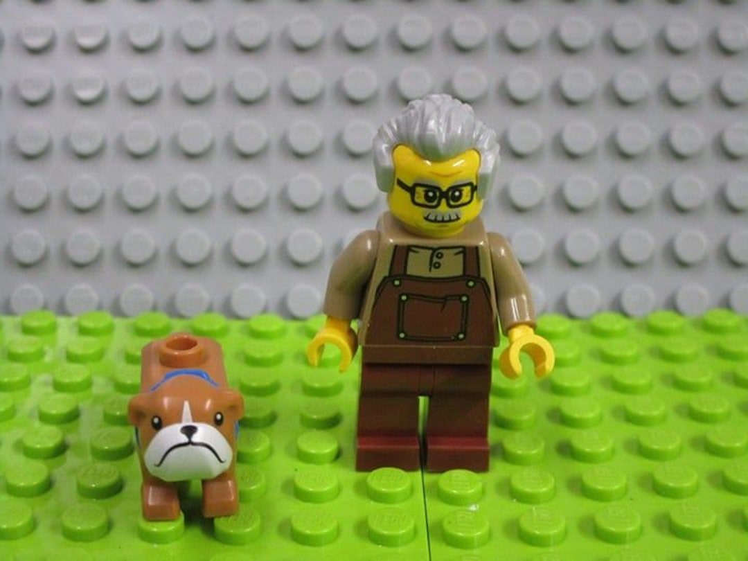 Lego Grandpa With Dog Minifigure - Etsy