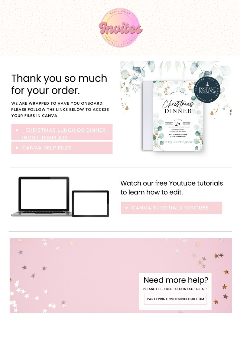 Editable Eucalyptus Christmas Dinner Invitation Template (instant ...