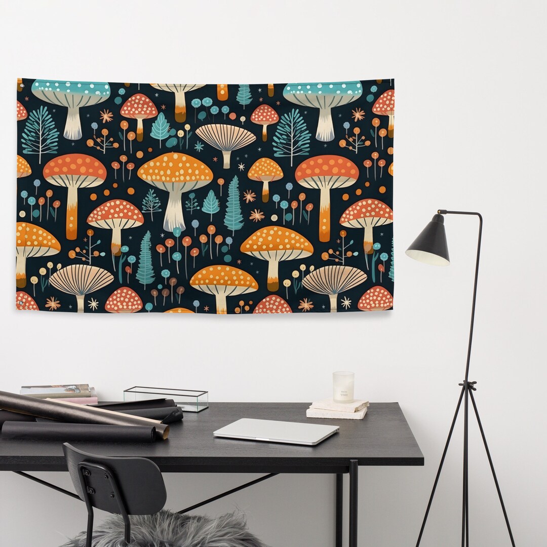 Mushroom Banner, Fungi Yard Sign, Forest Inspired Home Flag, Toadstool ...