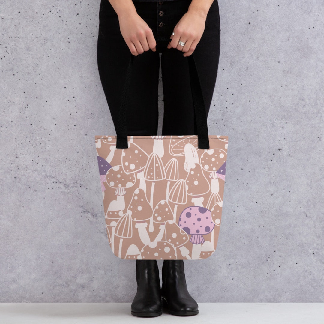 Mushroom Tote Bag, Fungi Carryall, Forest Inspired Shopping Tote ...