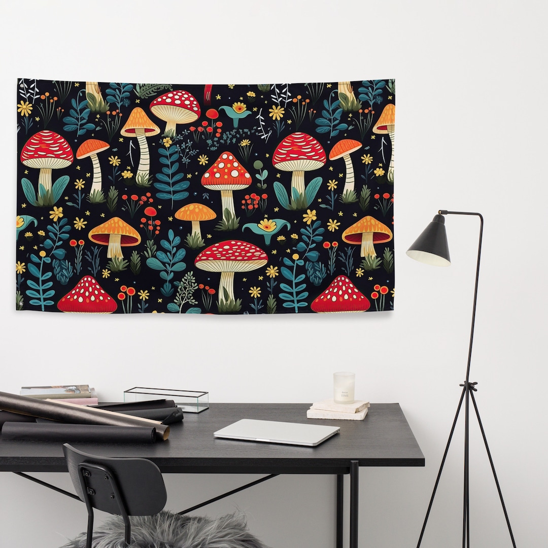 Mushroom Flag Fungi Banner Forest Inspired Home Flag - Etsy