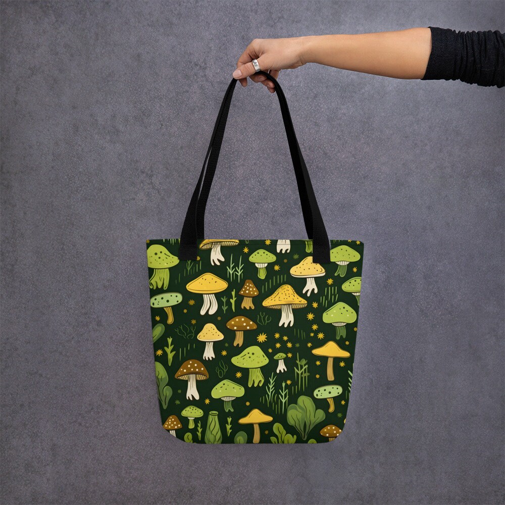 Mushroom Tote Bag, Fungi Carryall, Forest Inspired Shopping Tote ...