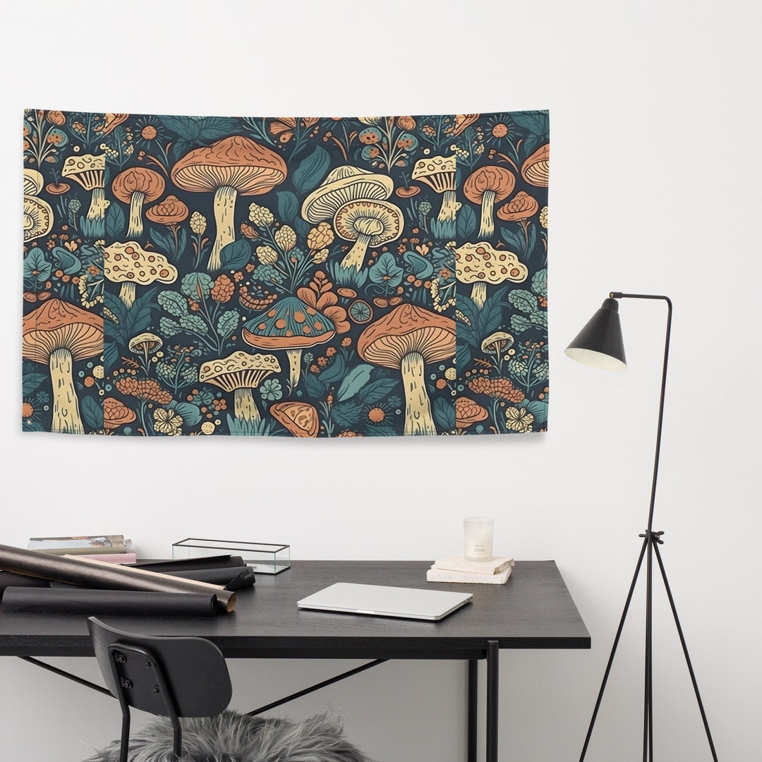 Mushroom Banner, Fungi Yard Sign, Forest Inspired Home Flag, Toadstool ...
