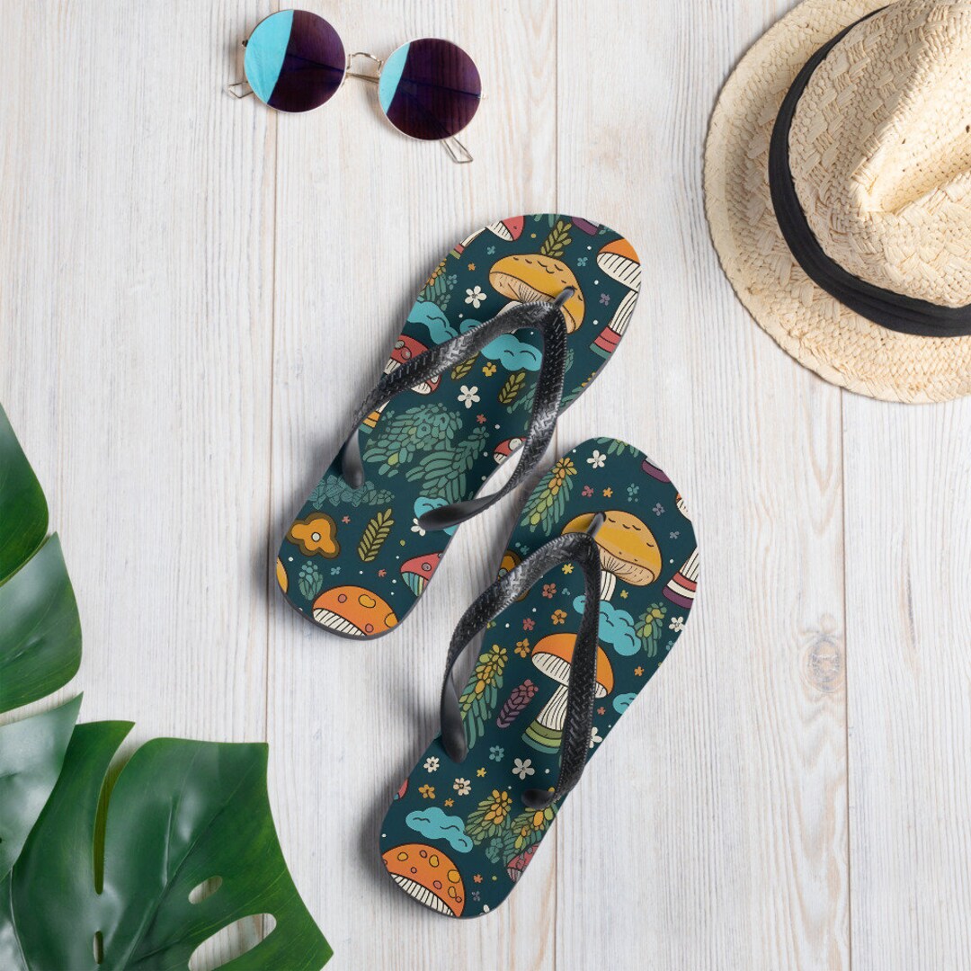 Mushroom Flip Flops: Fungi Forest Beach Sandals - Etsy