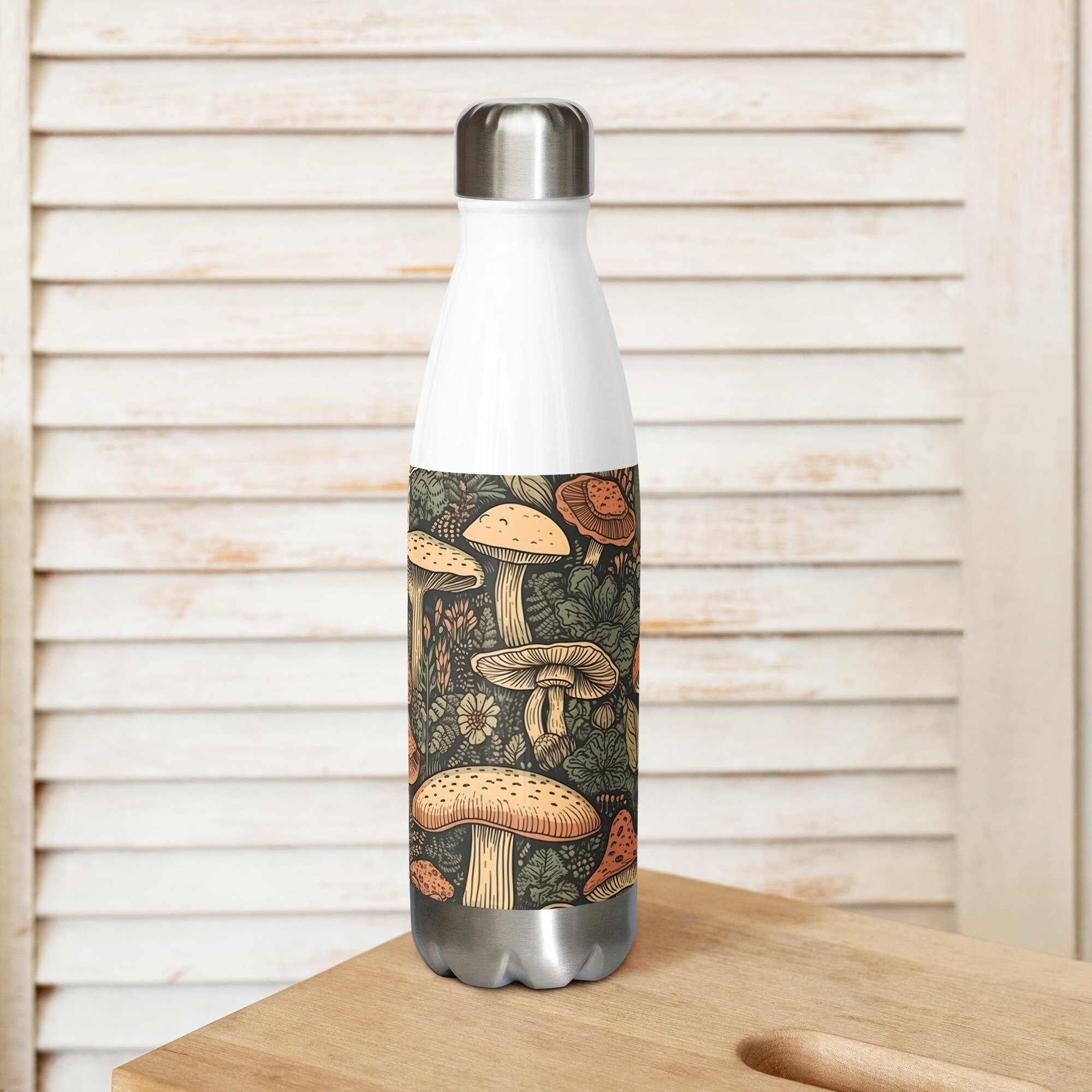 Mushroom Themed Steel Water Bottle, Fungi Bottle, Forest Inspired Bottle, Toadstool Drink Flask ...
