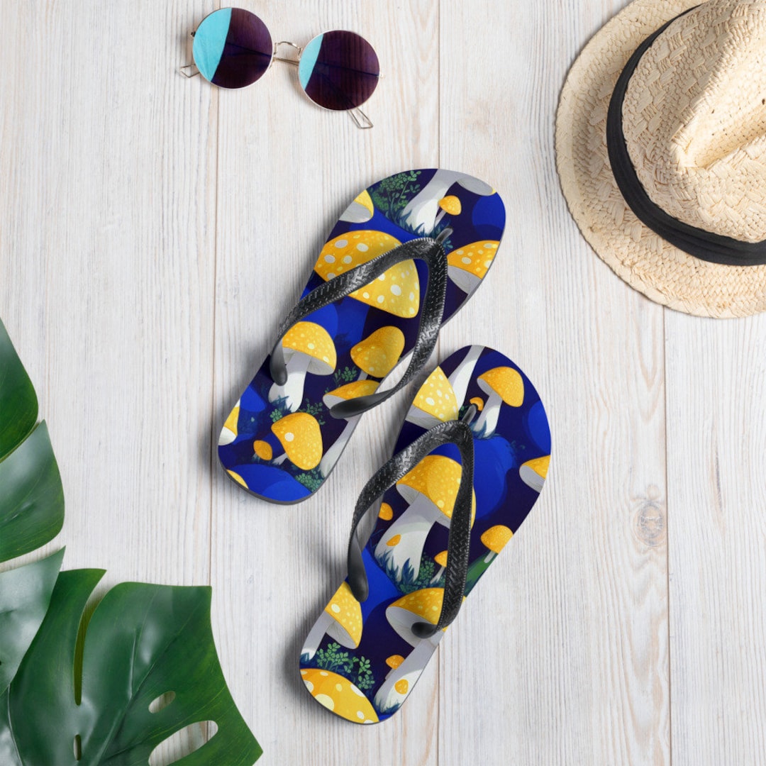 Mushroom Flip Flops, Fungi Sandals, Forest Inspired Beach Footwear ...