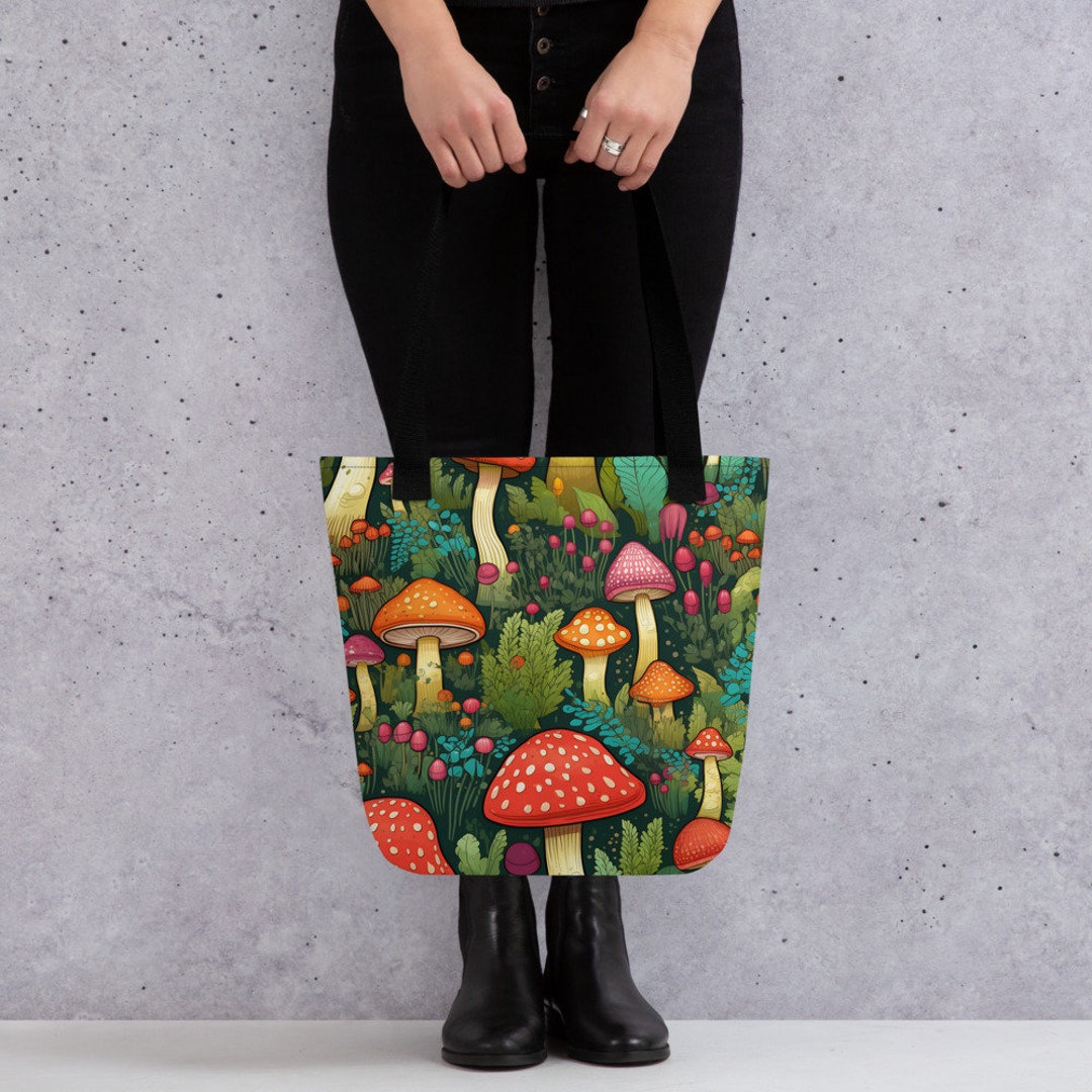 Cute Custom Mushroom Tote Bag, Fungi Carryall Forest Inspired Shopping Bag, Toadstool Bag Fungi ...