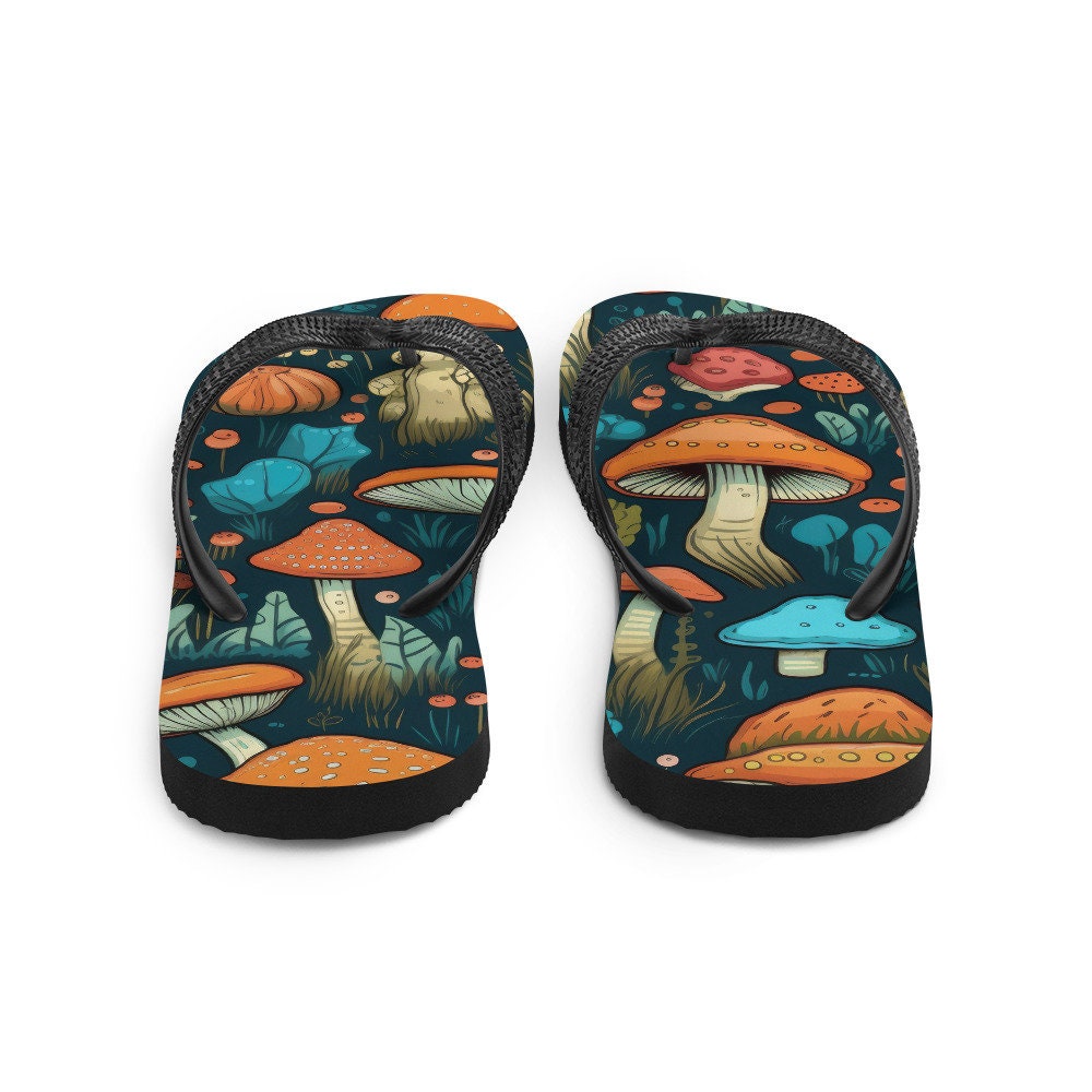 Mushroom Flip Flops, Fungi Sandals, Forest Inspired Beach Footwear ...