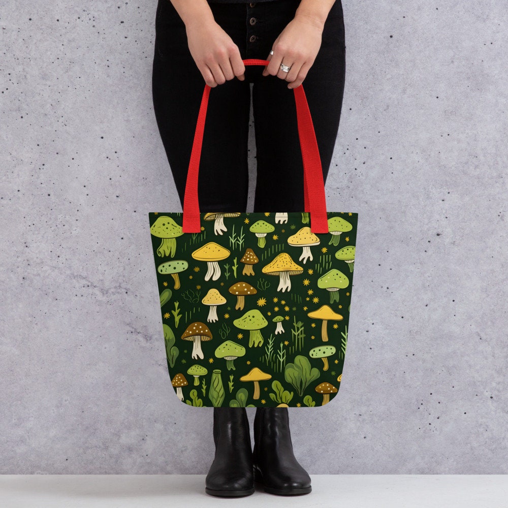 Mushroom Tote Bag, Fungi Carryall, Forest Inspired Shopping Tote ...