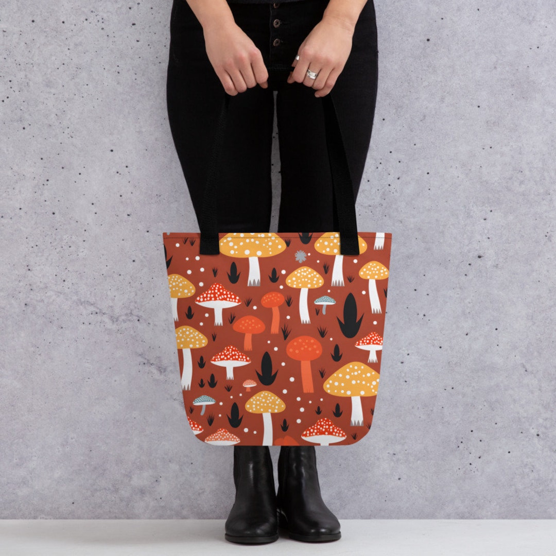 Mushroom Tote Bag, Fungi Carryall, Forest Inspired Shopping Tote ...