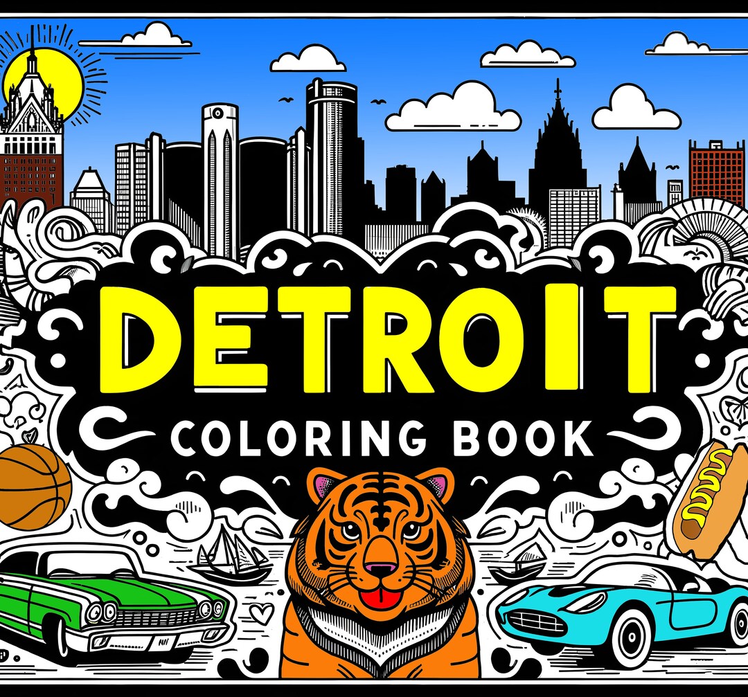 Detroit Coloring Book Printable PDF - Etsy