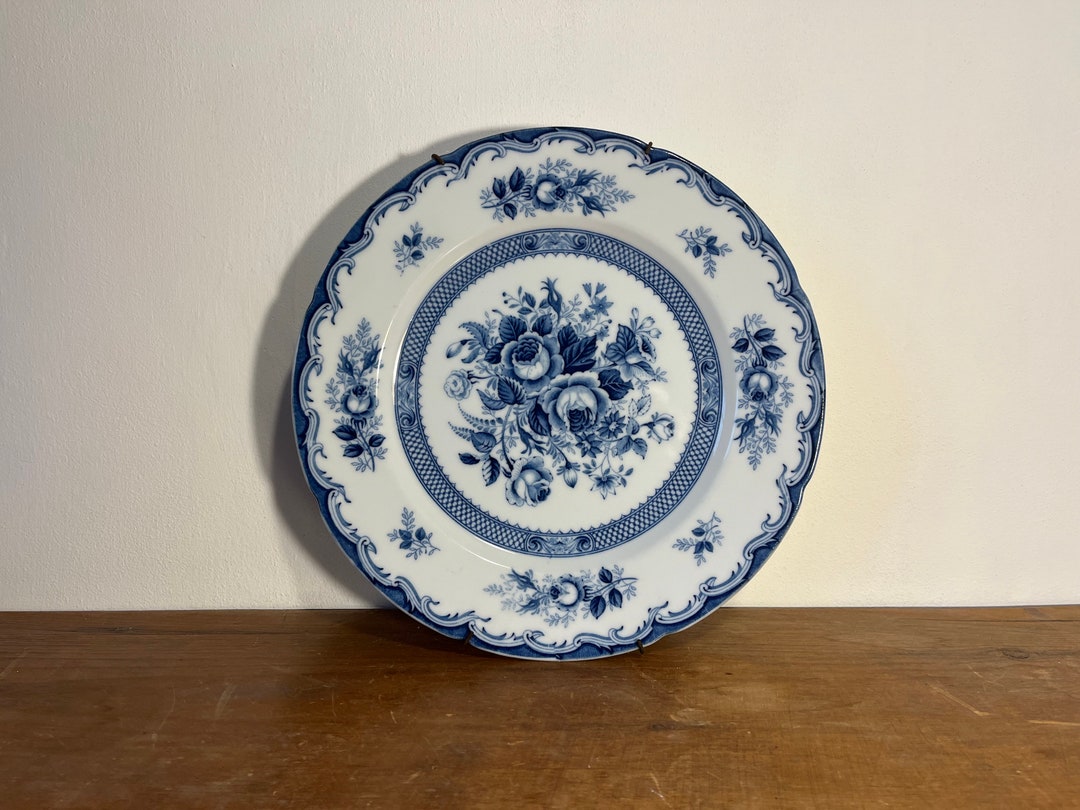 Blue Rose China Plate With Plate Hanger - Etsy