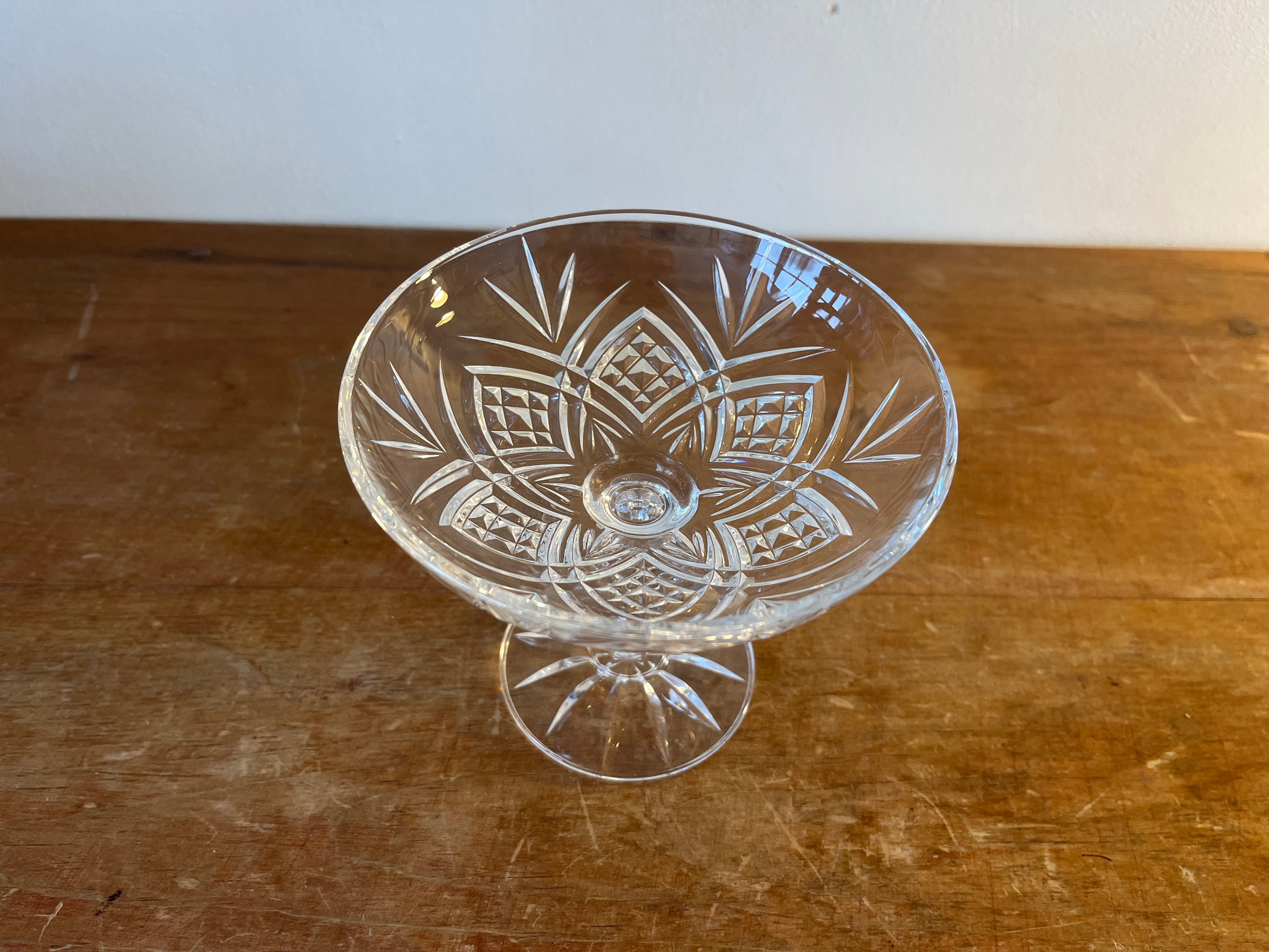 Vintage Cut Crystal Compote - Etsy