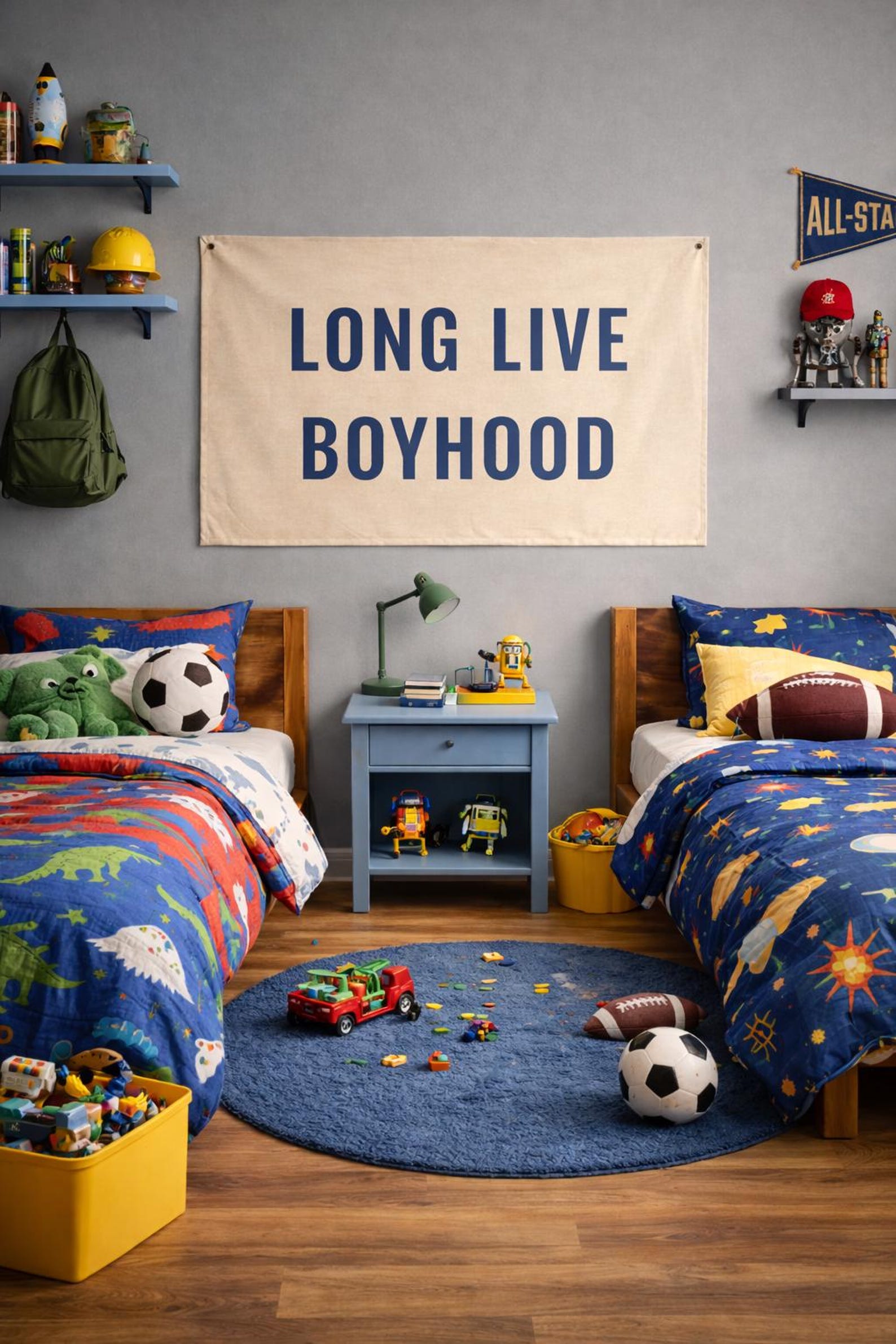 Long Live Boyhood Flag Banner, Boys Playroom Decor, Big Kid Bedroom ...