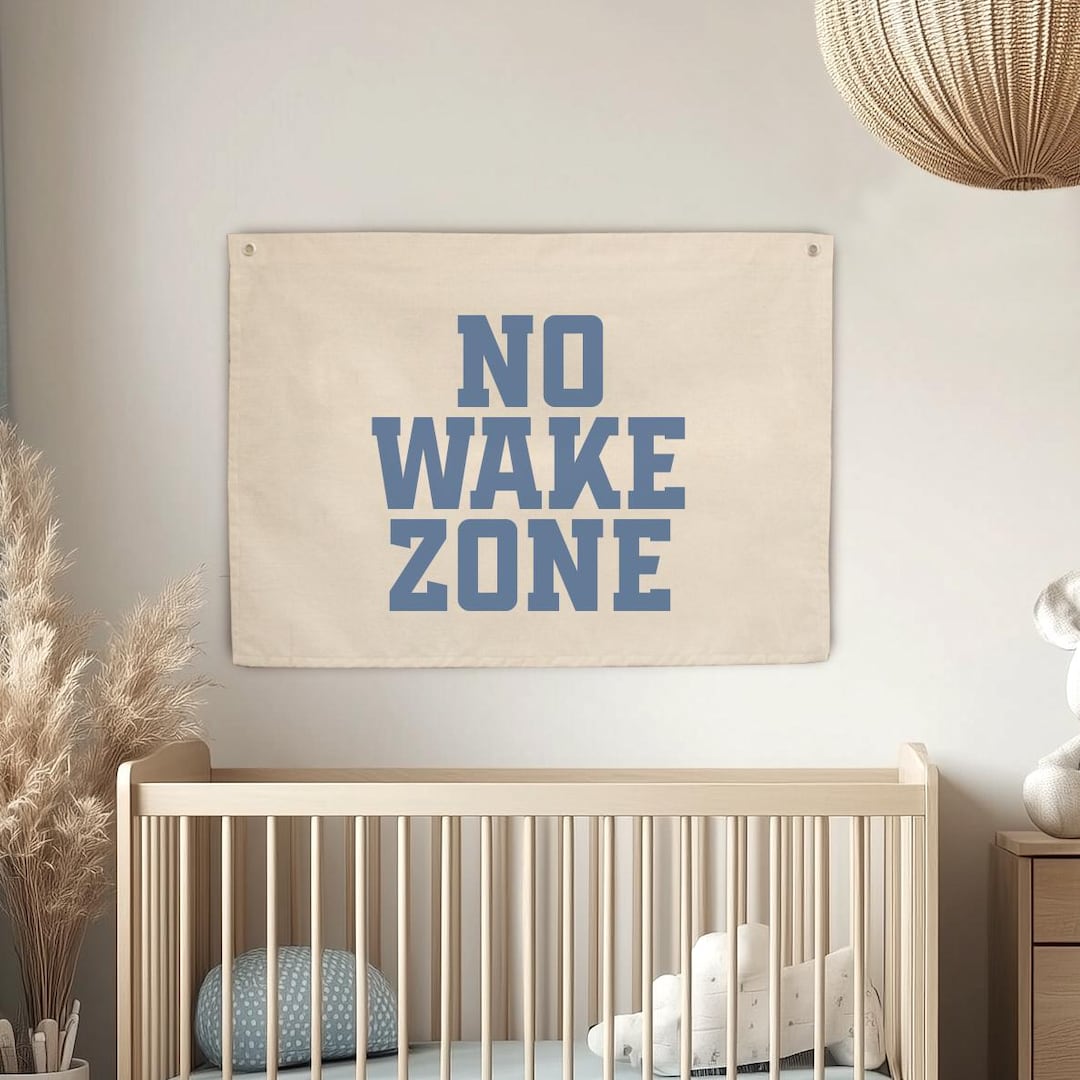 Personalized No Wake Zone Sign Canvas Flag Banner, Sign Above Bed for ...