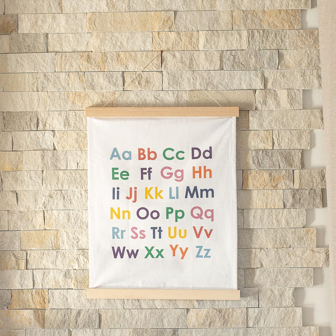 ABC Sign Canvas Banner, Alphabet Canvas Wall Hanging Sign, ABC Canvas ...