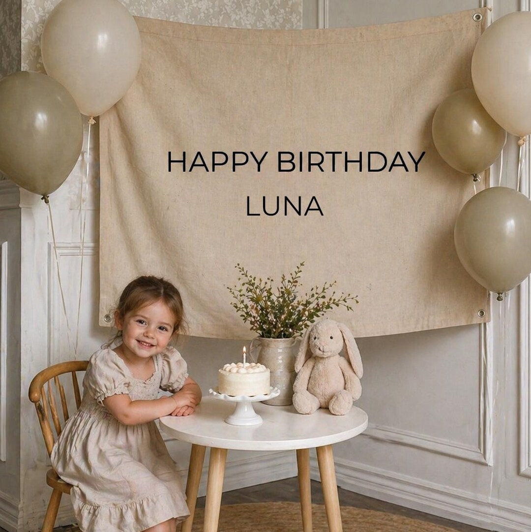Personalized Birthday Banner, Custom Name Flag, Neutral Kids Birthday ...