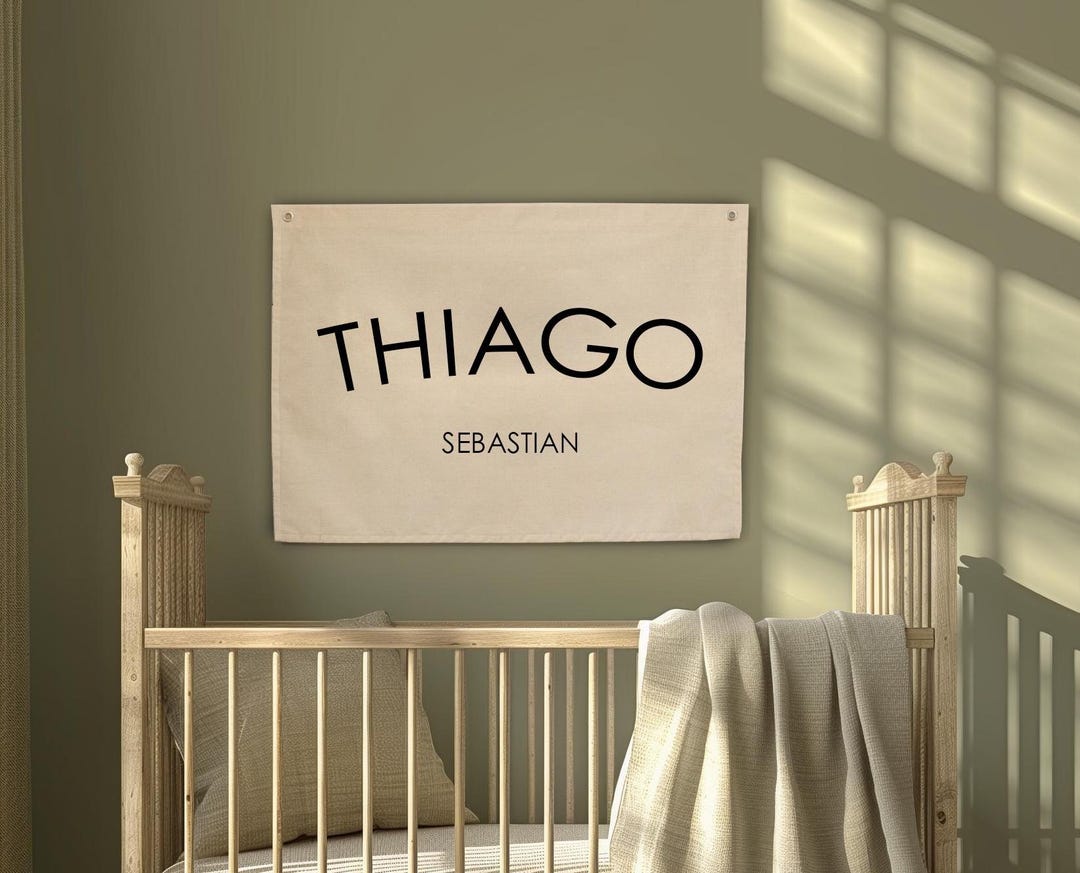 Baby Name Flag, Custom Canvas Flag, Nursery Name Sign, Custom Name ...