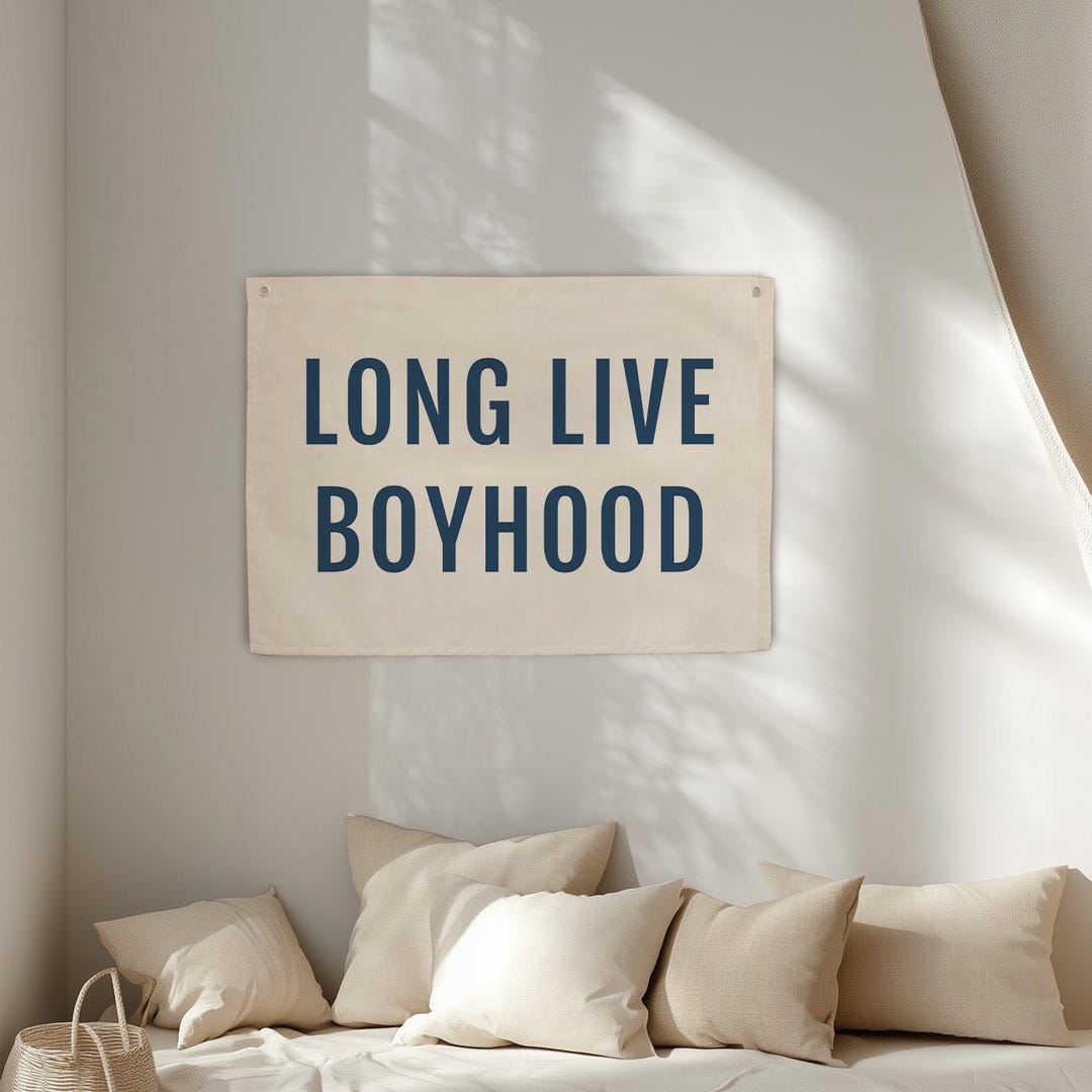 Long Live Boyhood Canvas Sign Flag Banner Boy Room Wall Decor Kids Room ...