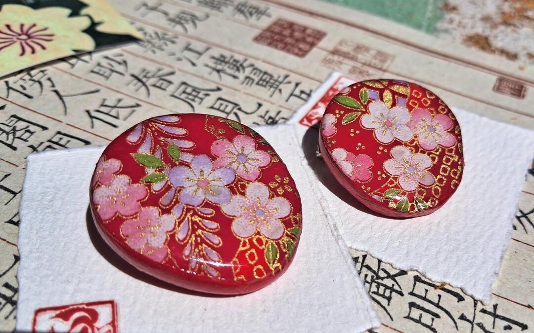 Japanese Washi Paper Brooch, Origami Brooch, Porcelain Kimono Brooch ...