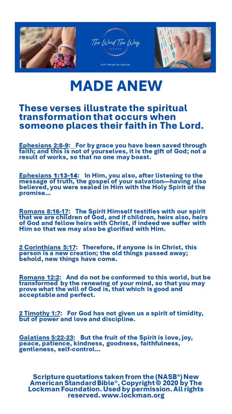 MADE ANEW christian Full Verse Bracelets-thewordthewaybands-eph 2 8-9 ...