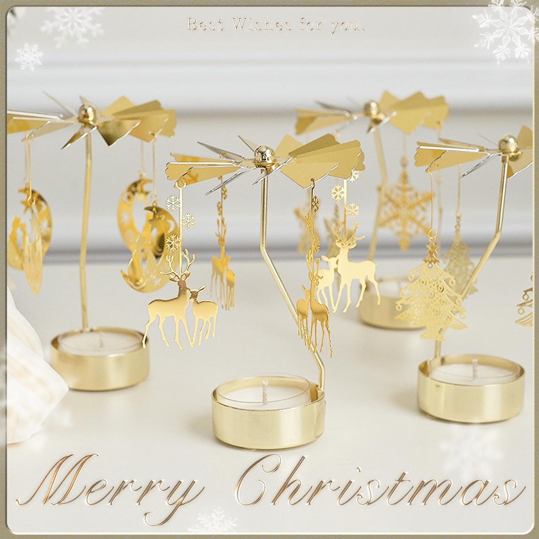 Candle Carousel Spinner With 3 Tea Lights | Rotary Holder Set ...