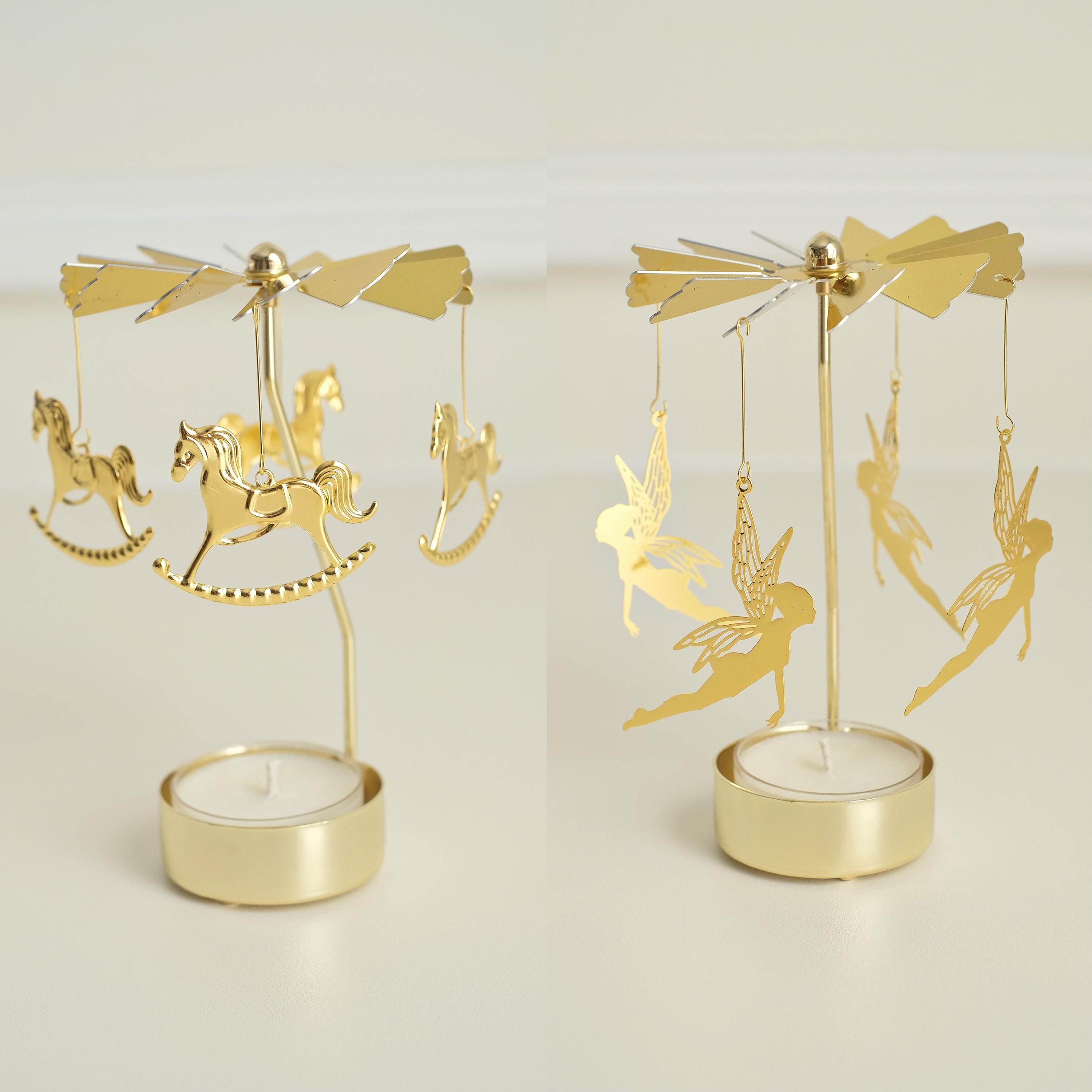 Candle Carousel Spinner With 3 Tea Lights | Rotary Holder Set ...